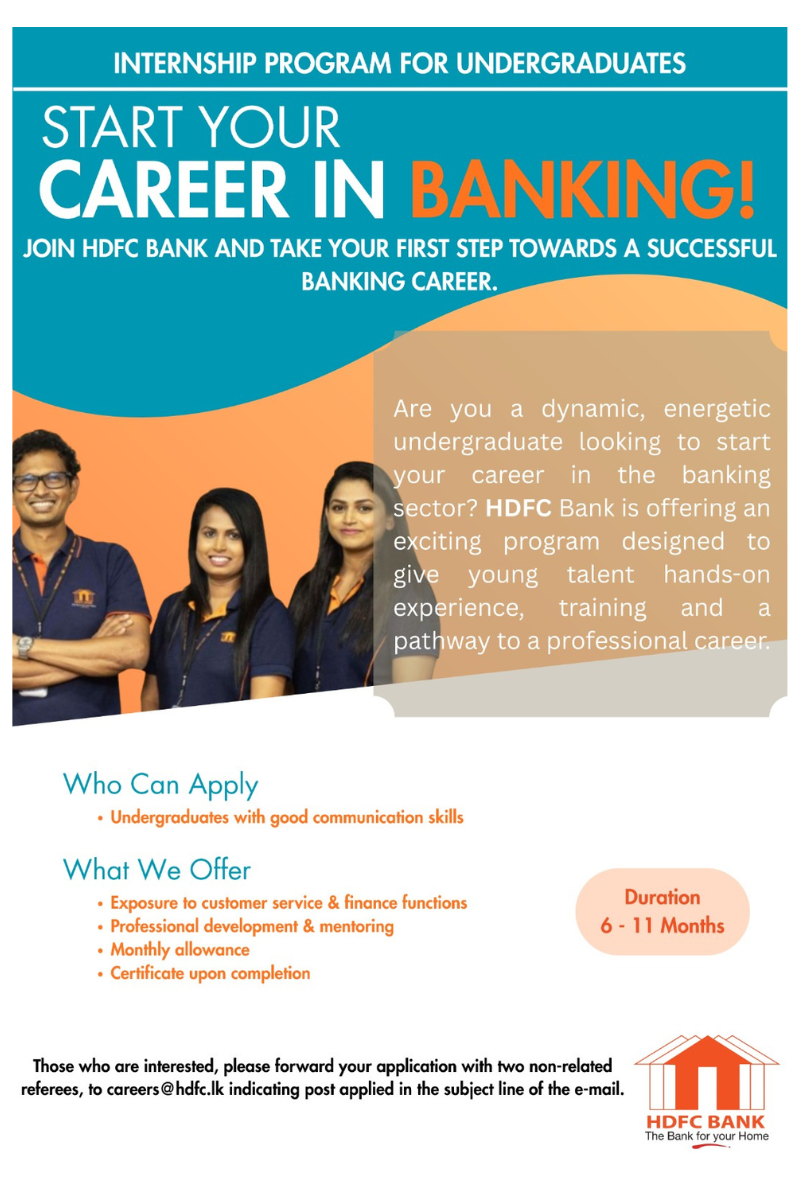 HDFC Bank Internship 2026 for Undergraduates in Sri Lanka - Notes.lk