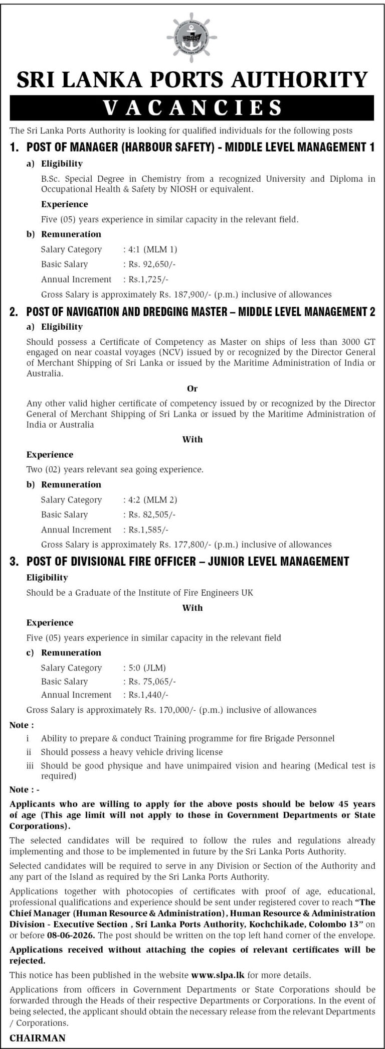 TRCSL Vacancies 2026 May – Asst Director, Statistical Officer, Computer ...
